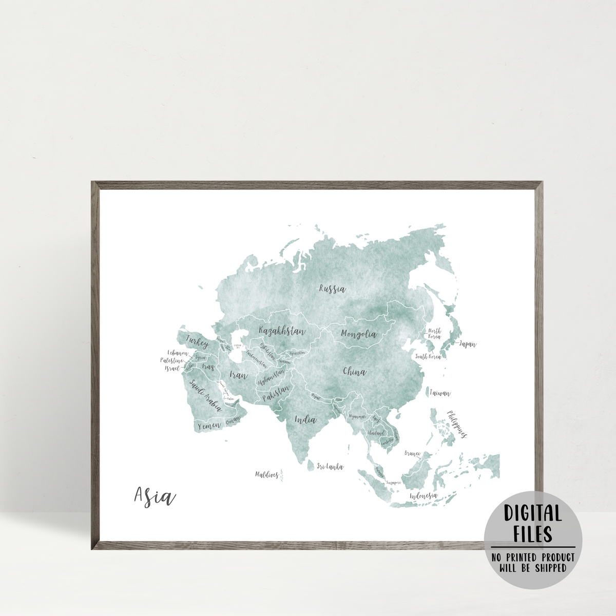 Asia Map | Watercolor Map | Digital Print – Nomadic Spices