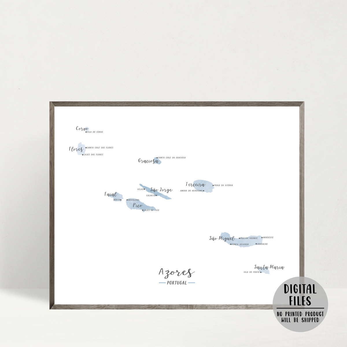 Azores Map | Watercolor Map | Digital Print – Nomadic Spices