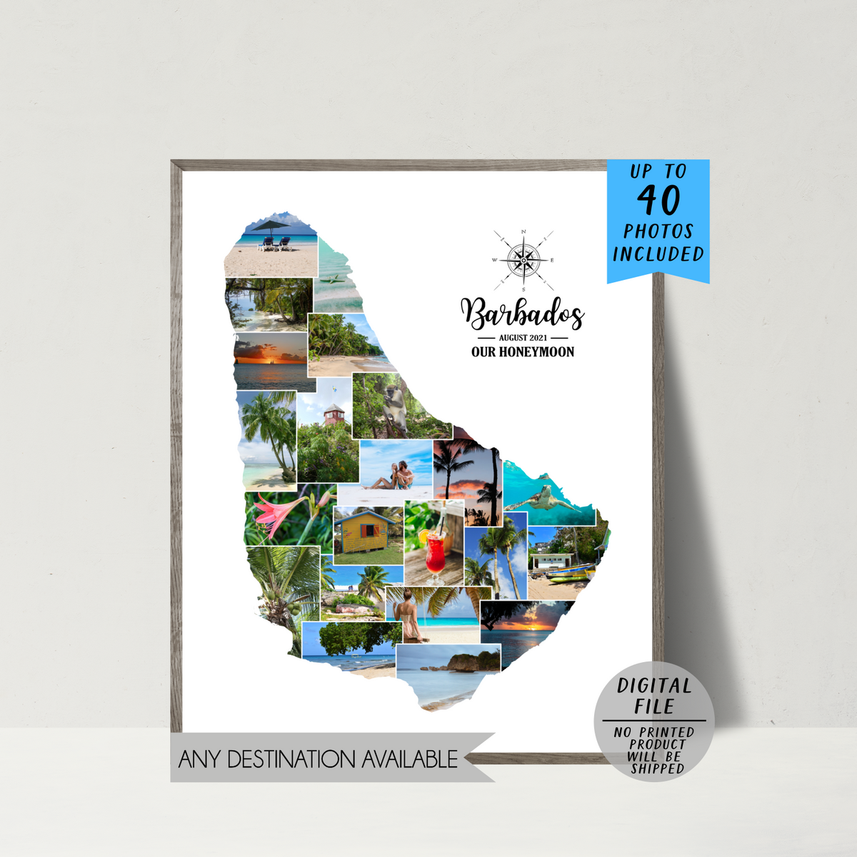 Travel Photo Collage | Map Photo Collage | Barbados Photo Collage ...