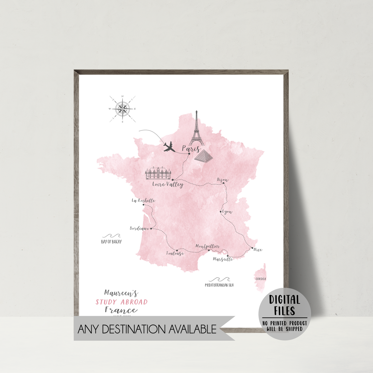Personalized Travel Map | France Travel Map | France Road Trip Map ...
