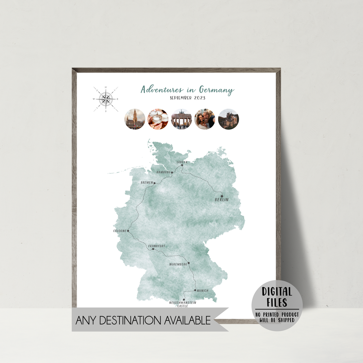 Personalized Travel Map | Germany Travel Map | Germany Road Trip Map ...