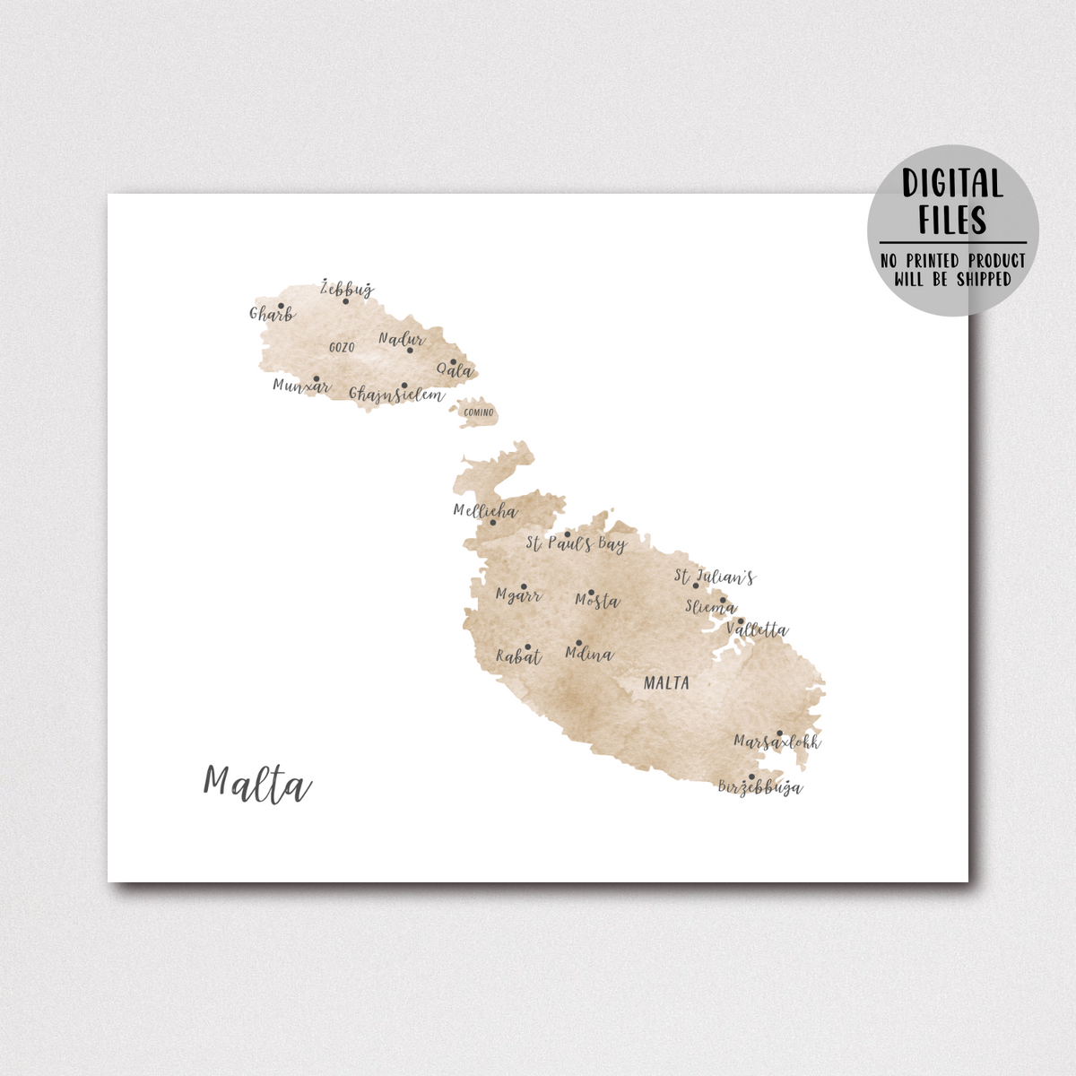 Malta Map | Watercolor Map | Digital Print – Nomadic Spices