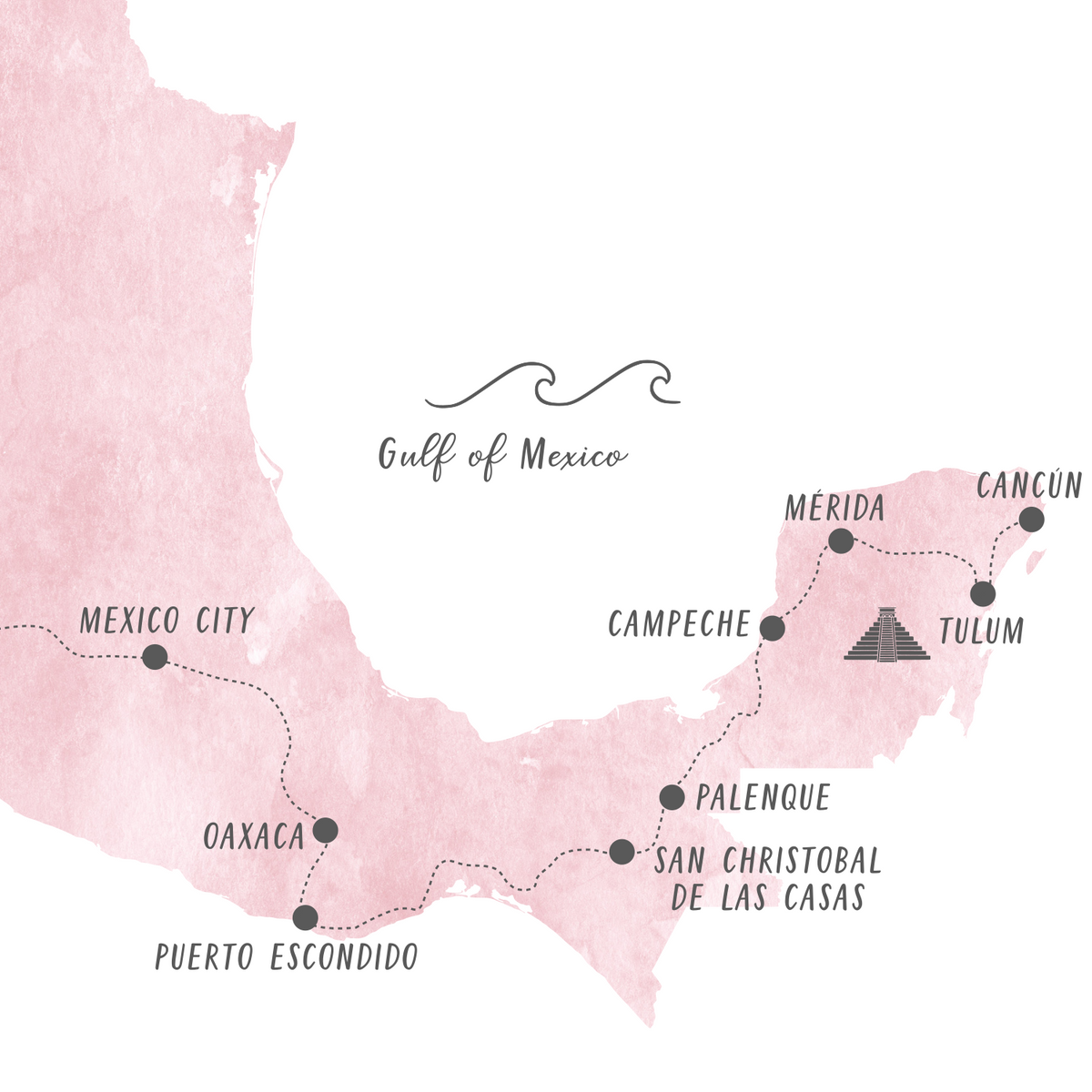 Personalized Travel Map | Mexico Travel Map | Mexico Backpacking Map ...