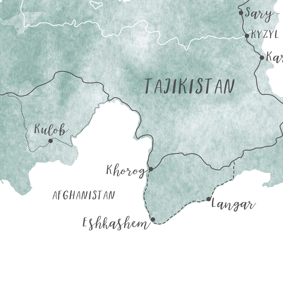 Pamir Highway Map | Watercolor Map | Digital Print – Nomadic Spices