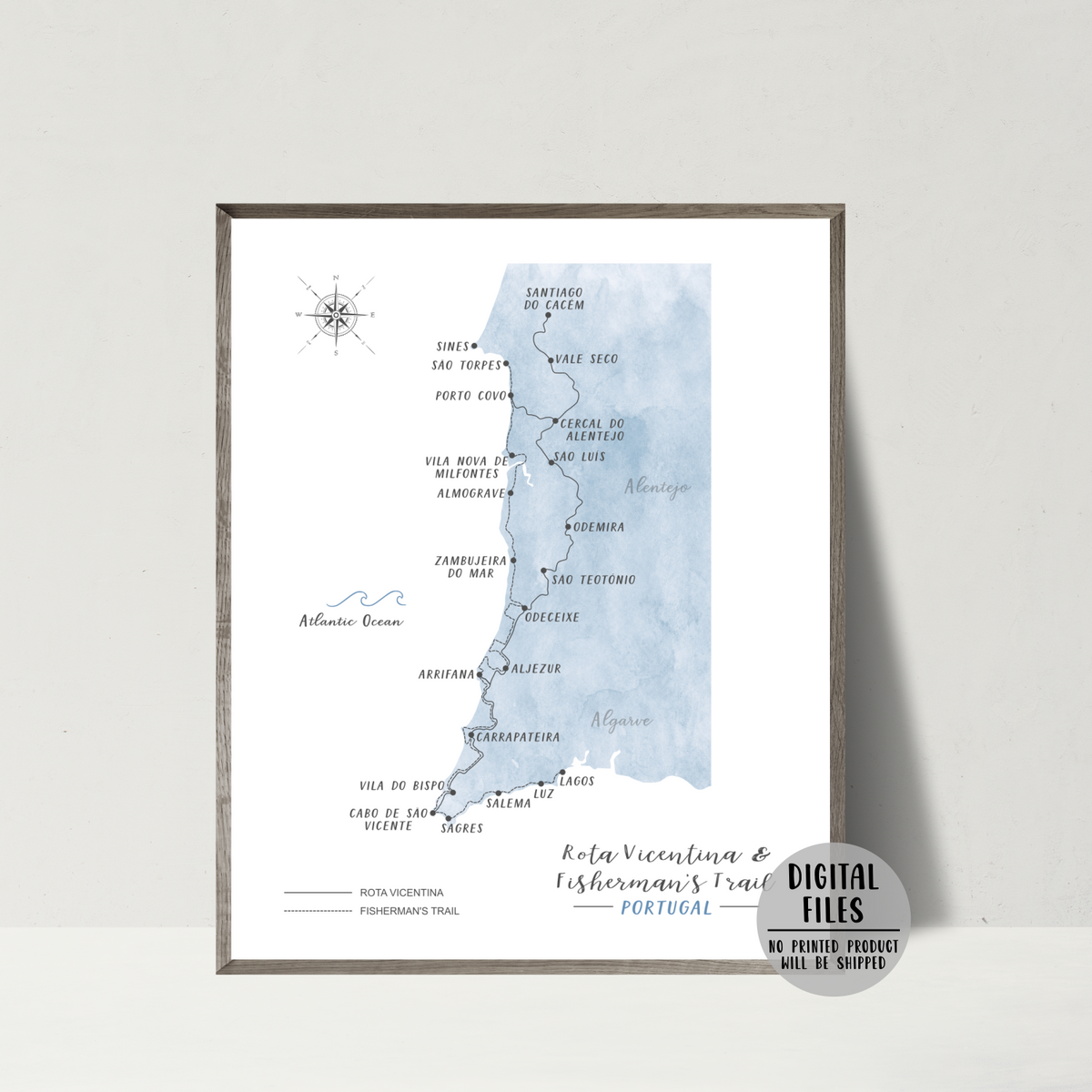 Rota Vicentina Hiking Map |Fisherman's Trail Portugal Map | Digital Pr ...