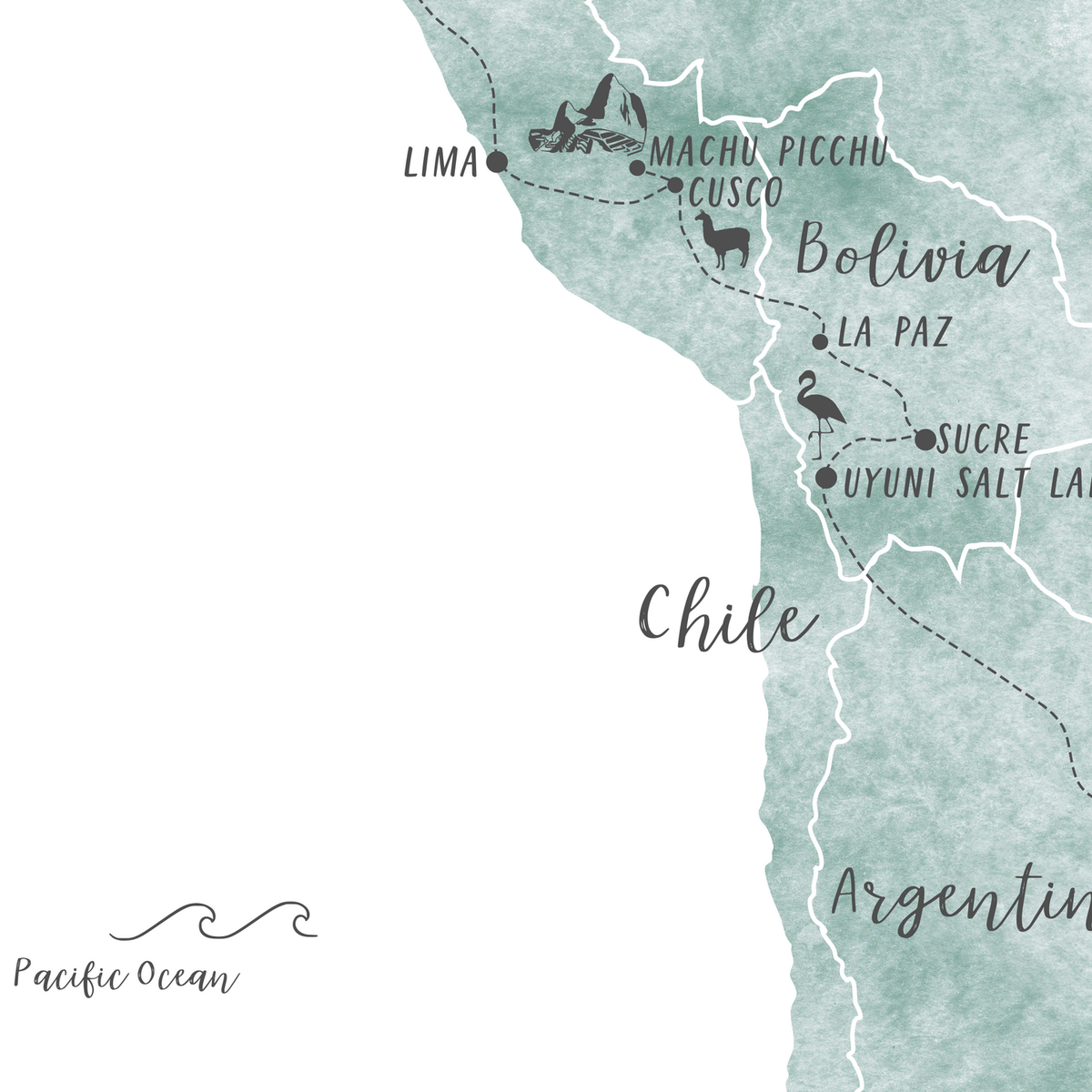 Personalized Travel Map | South America Travel Map | South America Roa ...