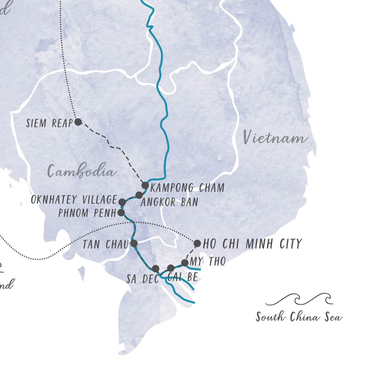 Personalized Travel Map | Southeast Asia Travel Map | Asia Backpacking ...