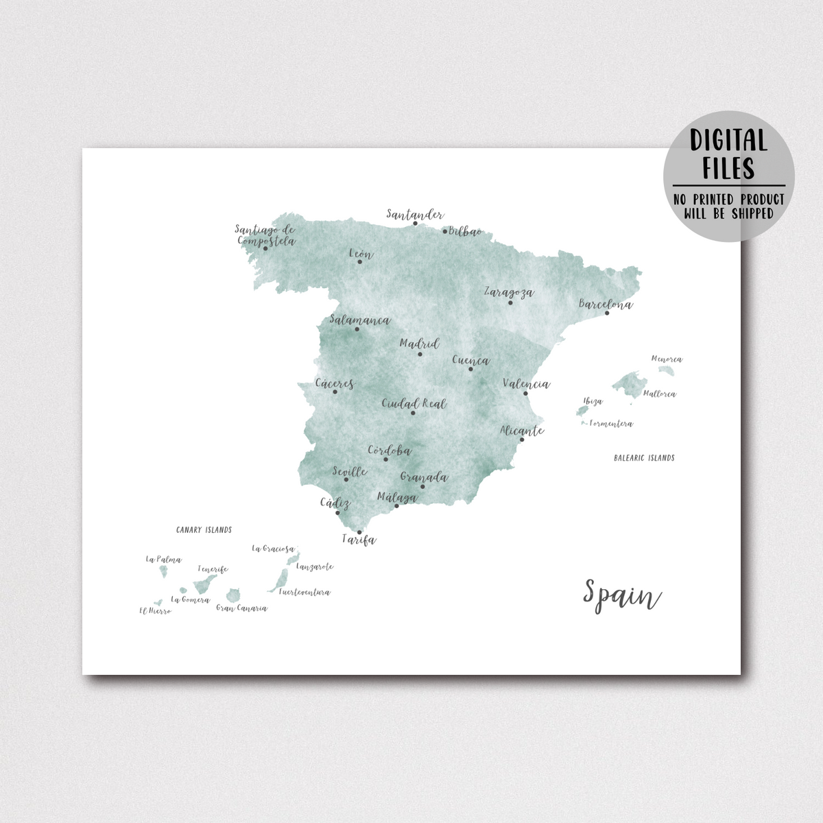 Spain Map | Watercolor Map | Digital Print – Nomadic Spices
