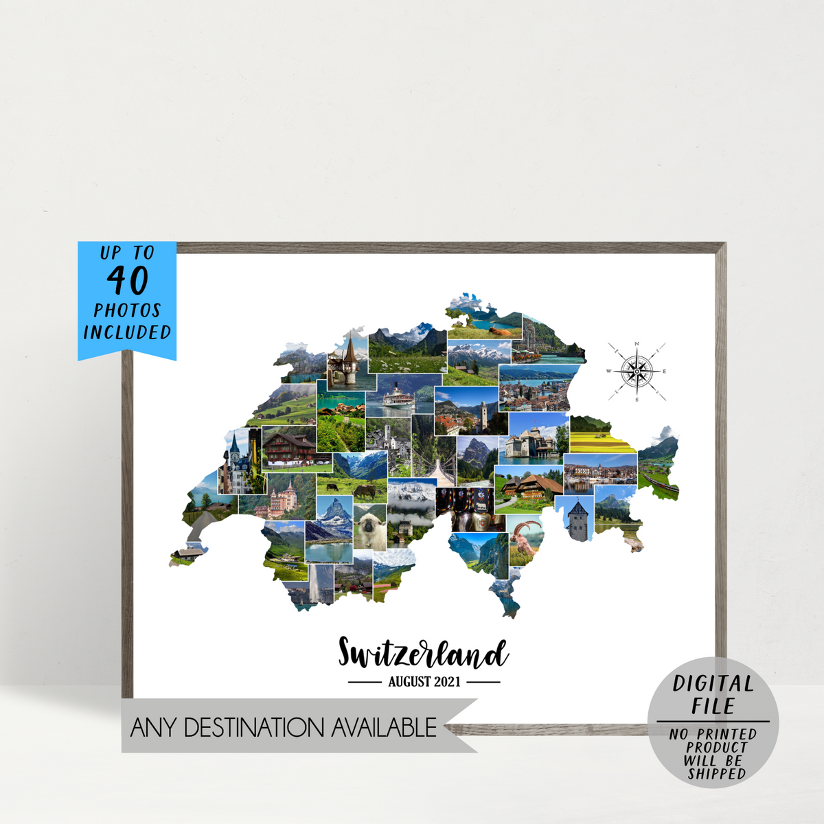 Travel Photo Collage | Map Photo Collage | Switzerland Photo Collage ...