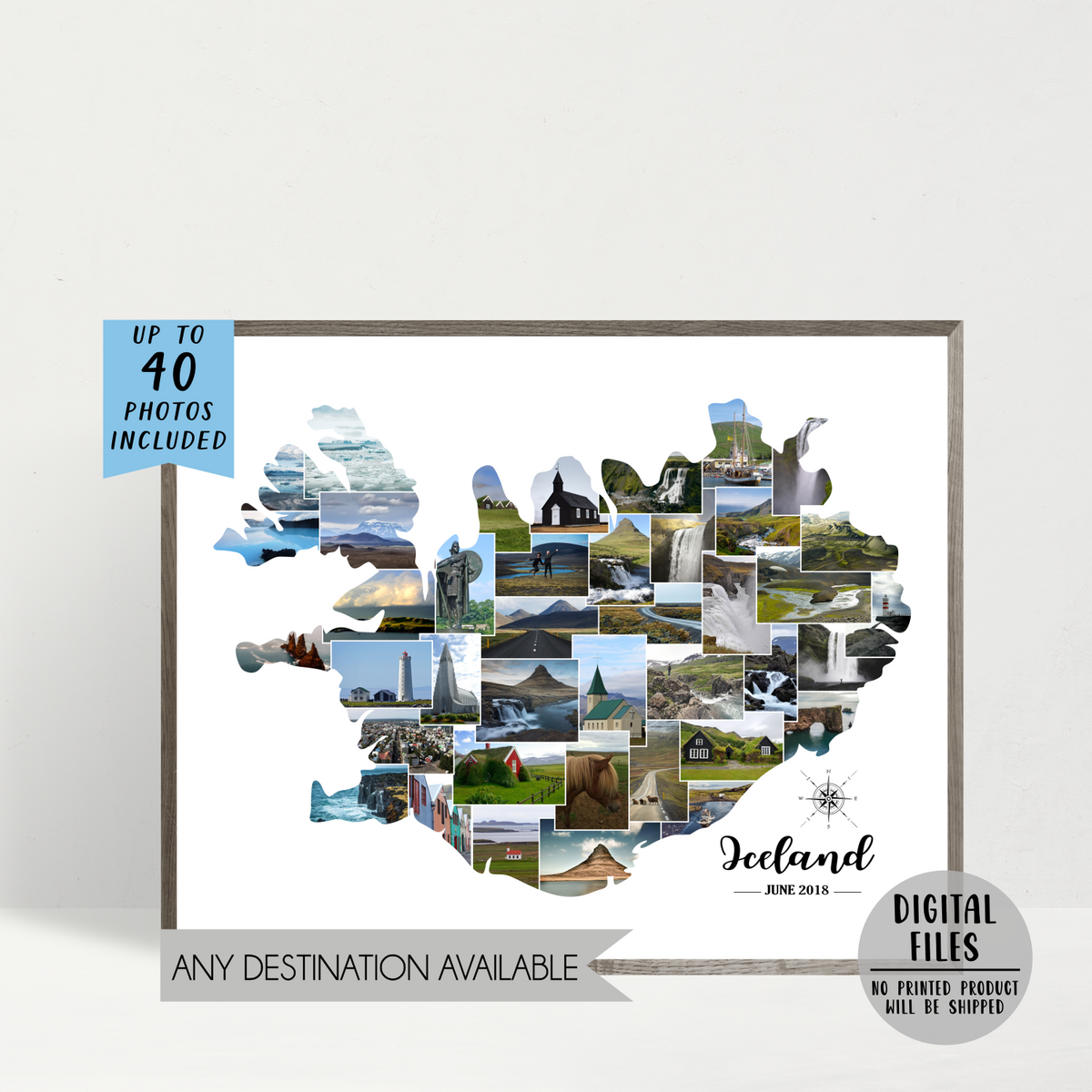 Travel Photo Collage | Map Photo Collage | Iceland Photo Collage ...