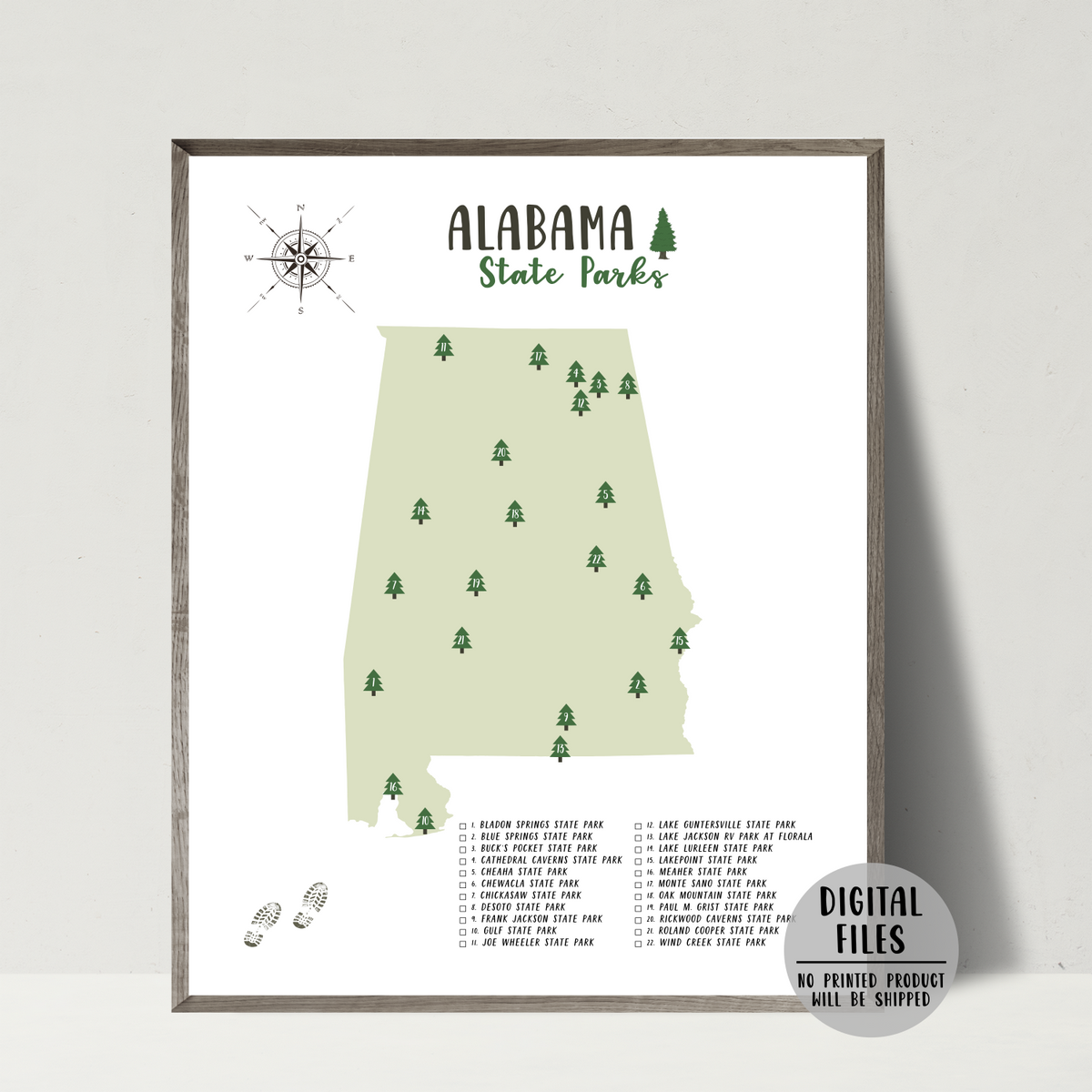 Alabama State Parks Map | Gift For Hiker | Alabama Map – Nomadic Spices