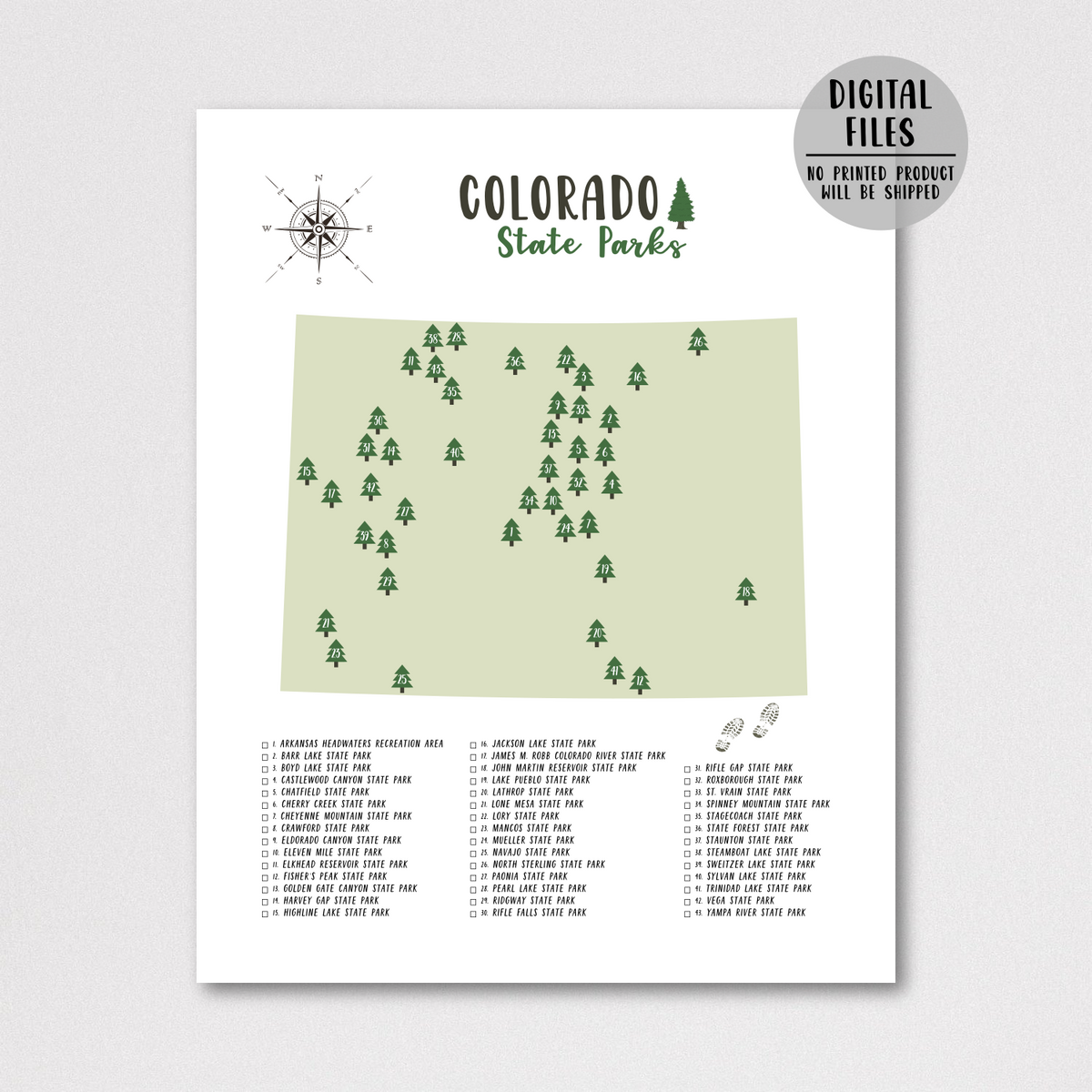 Colorado State Parks Map | Gift For Hiker | Colorado Map – Nomadic Spices