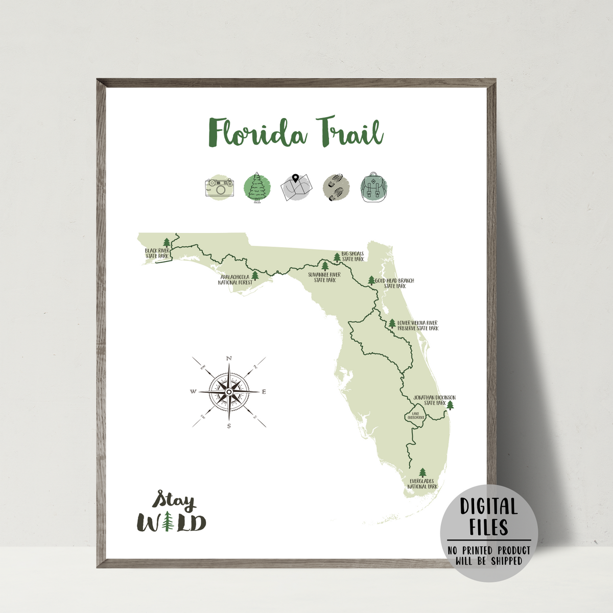 Florida Trail Map | Florida Hiking Trail Map | Digital Print – Nomadic ...