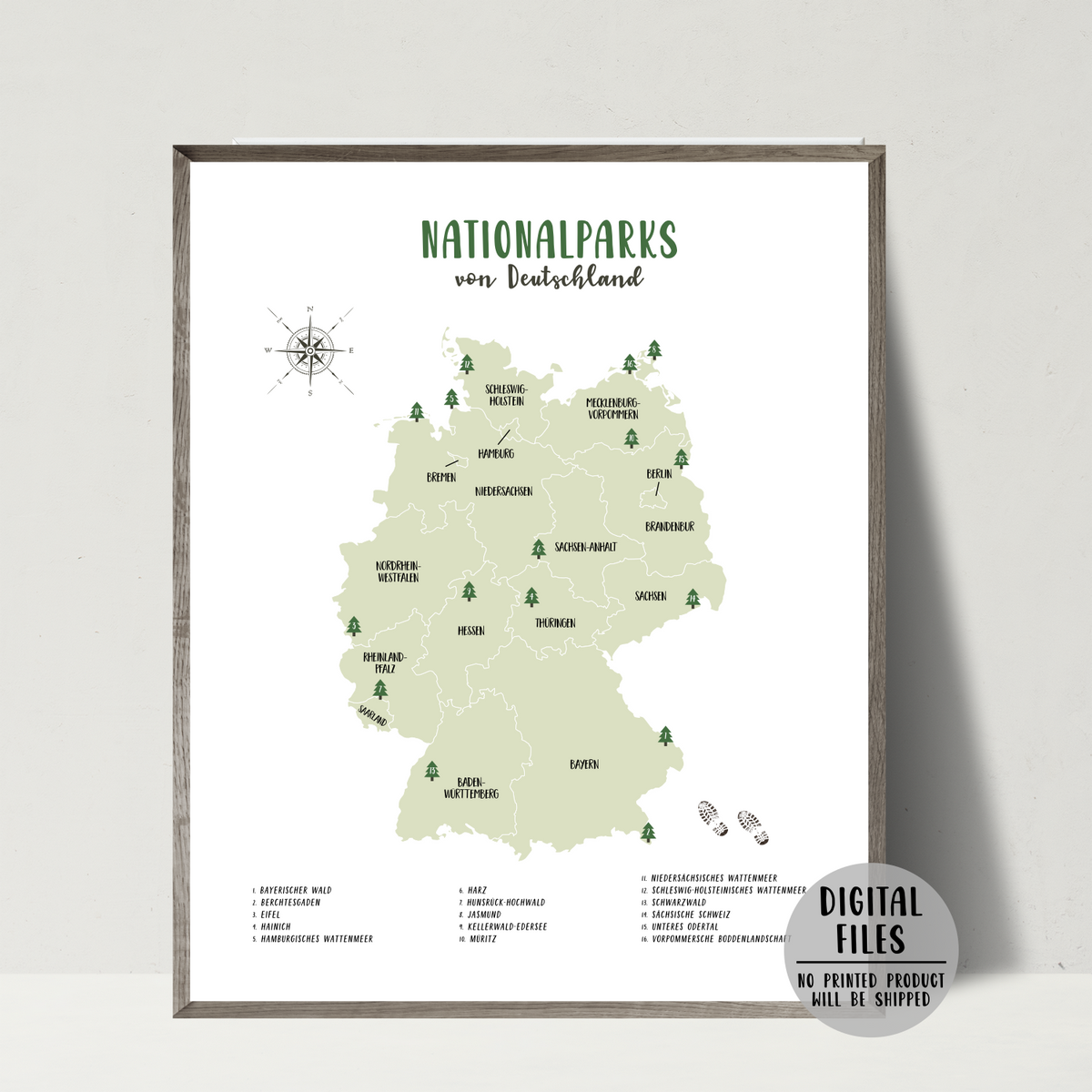 Germany National Parks Map | Printable Digital Download – Nomadic Spices