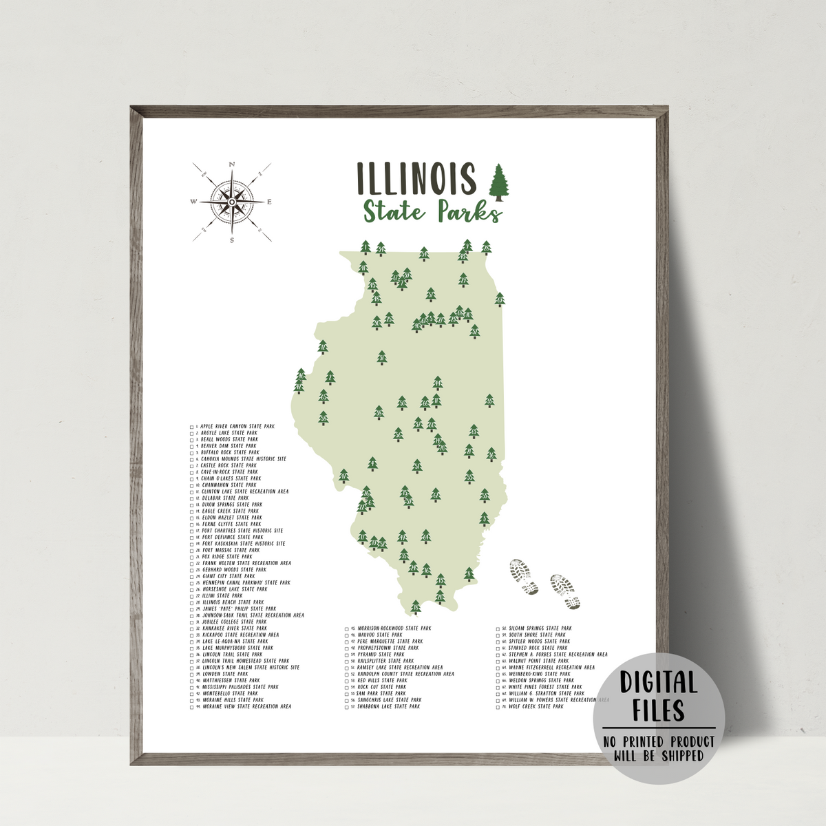 Illinois State Parks Map | Gift For Hiker | Illinois Map – Nomadic Spices
