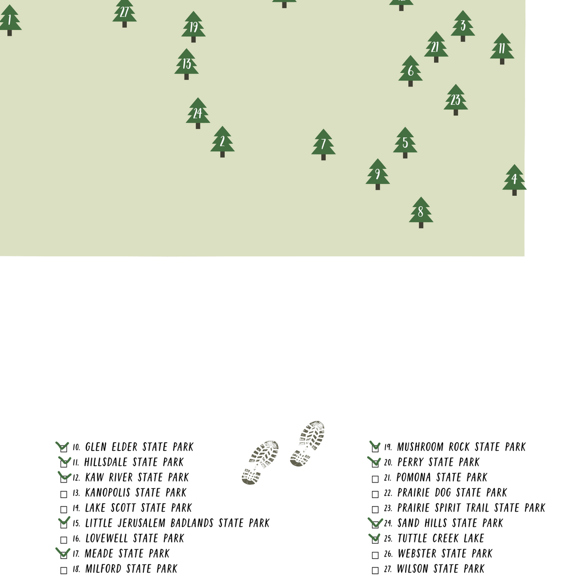 Kansas State Parks Map | Gift For Hiker | Kansas Map | Digital Print ...