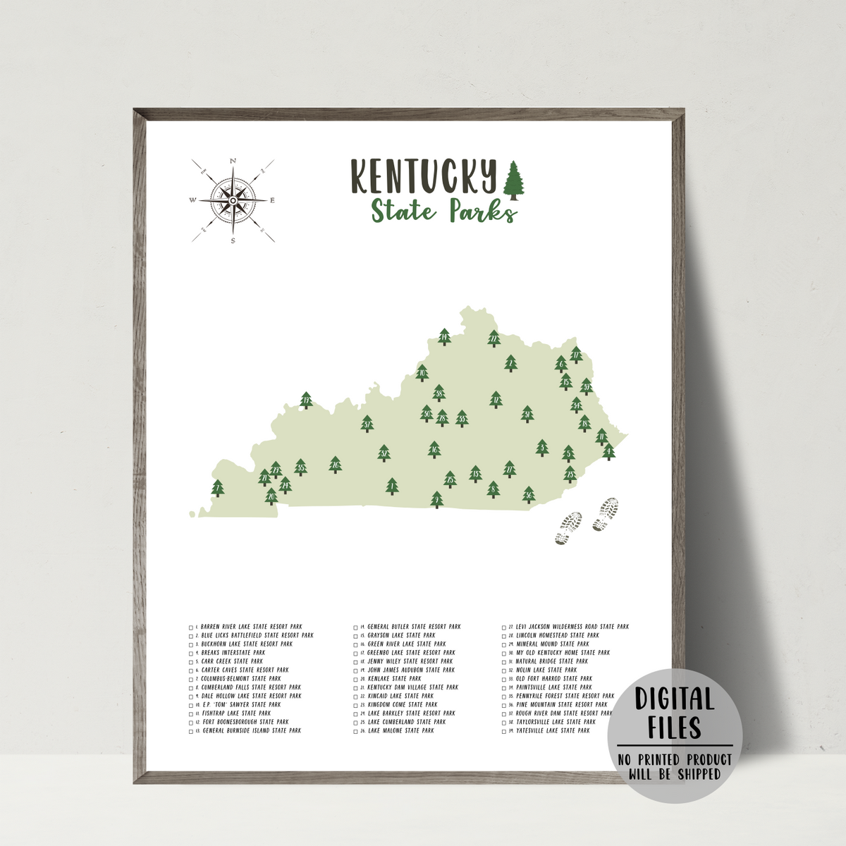 Kentucky State Parks Map | Gift For Hiker | Kentucky Map – Nomadic Spices