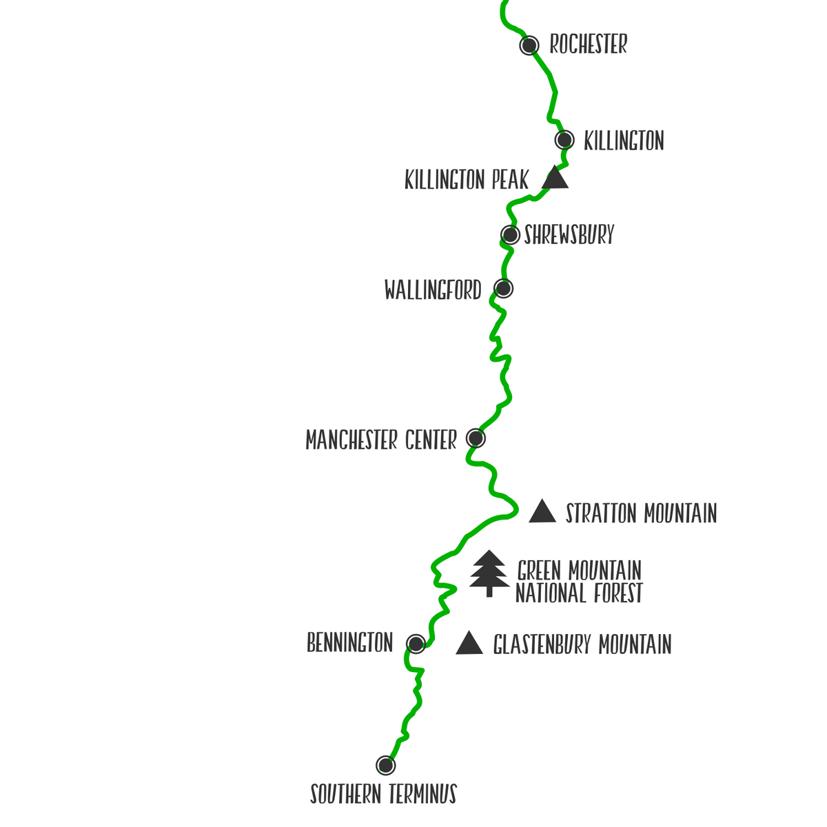 The Long Trail Map | Long Trail Hiking Trail | Hiker Gift Ideas ...