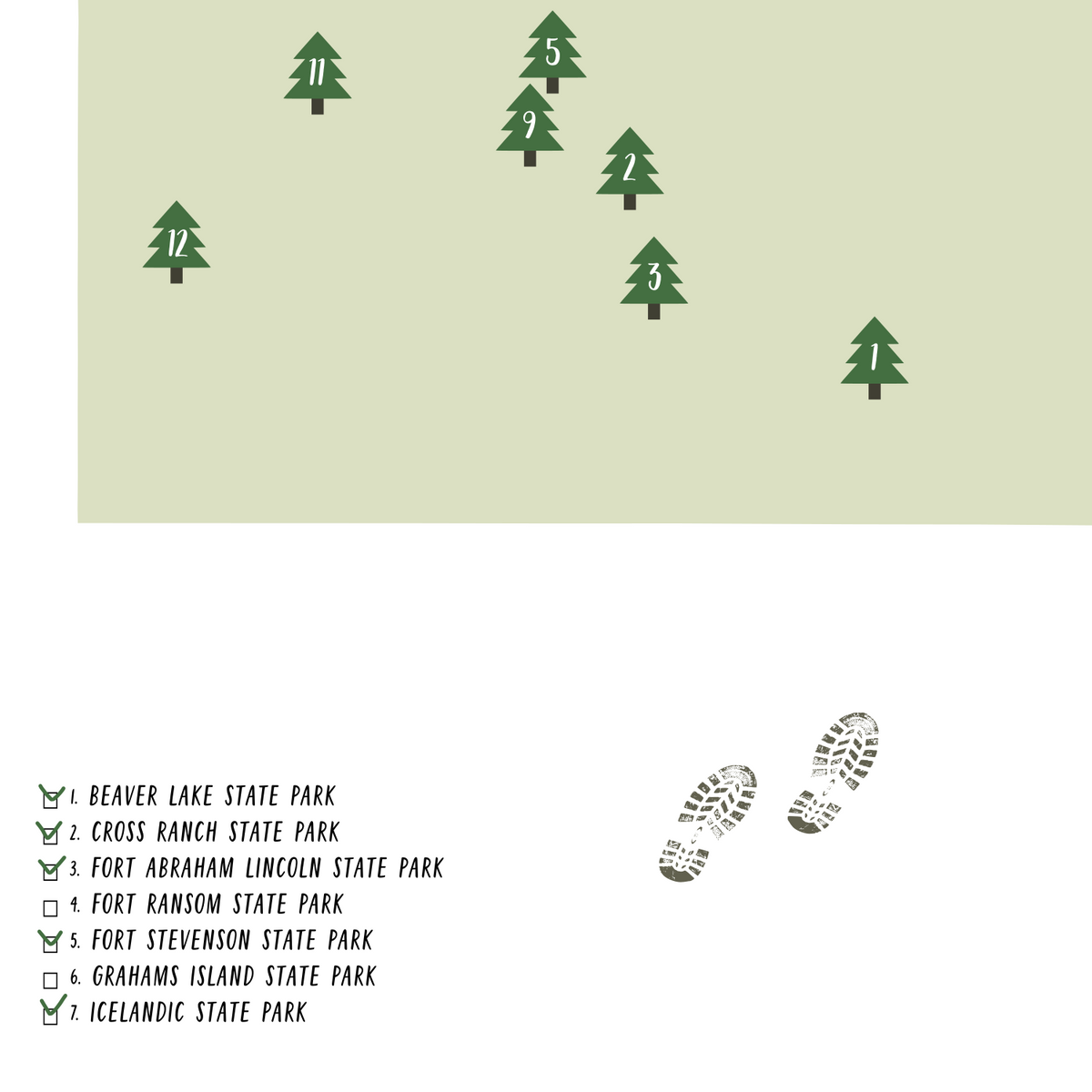 North Dakota State Parks Map | North Dakota Map Print | Gift For Hiker ...