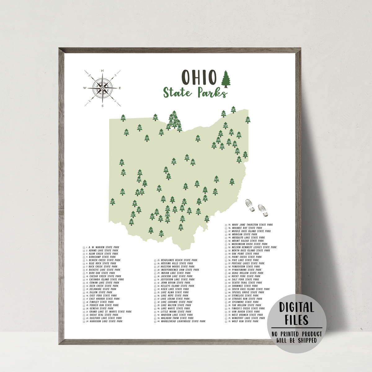 Ohio State Parks Map | Ohio Map Print | Gift For Adventurer – Nomadic ...