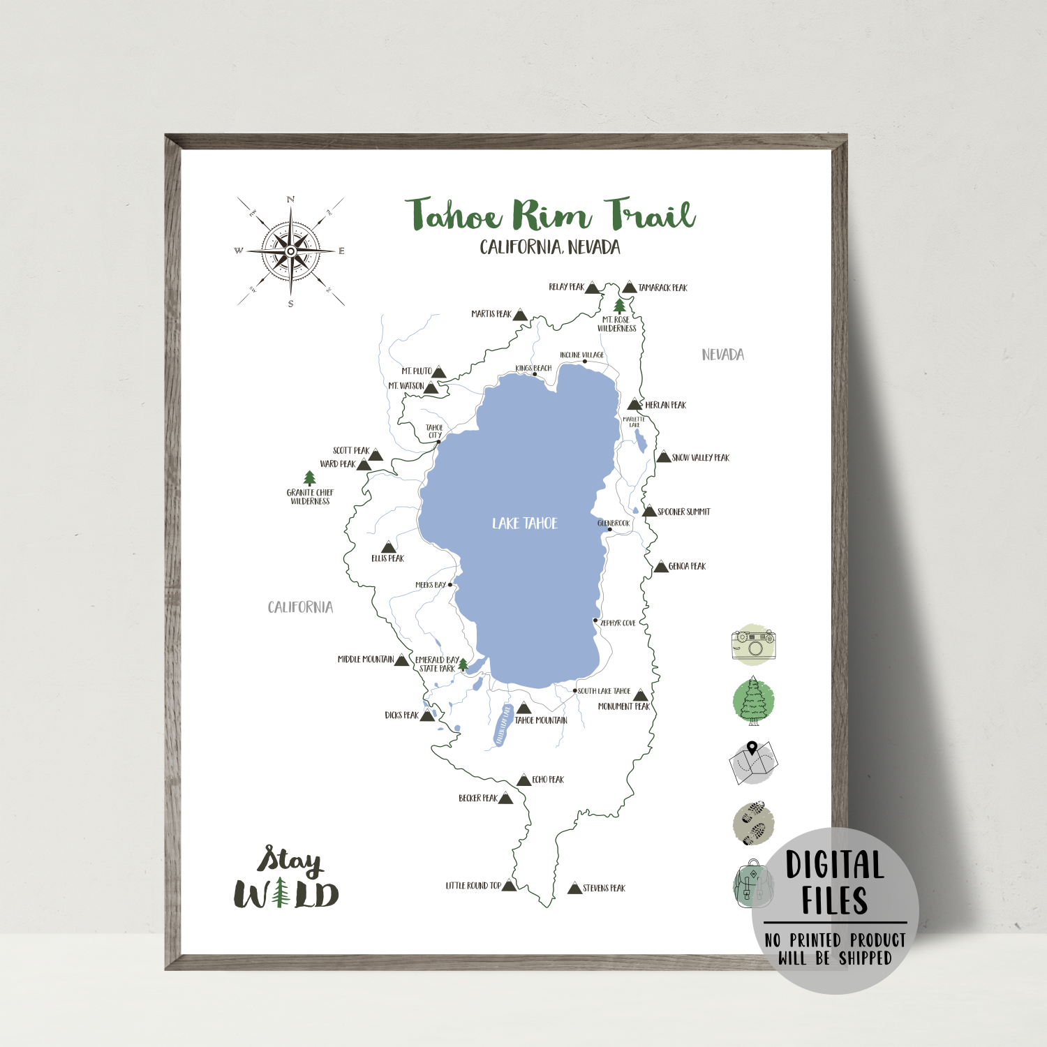 Lake Tahoe Hiking Trail Map
