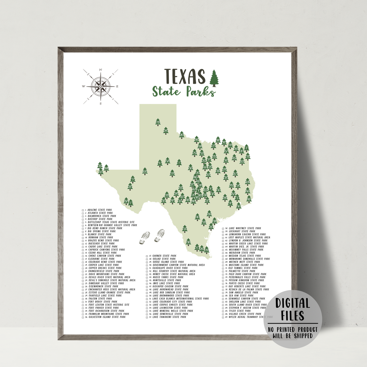 Texas State Parks Map | Texas Map Print | Gift For Adventurer – Nomadic ...