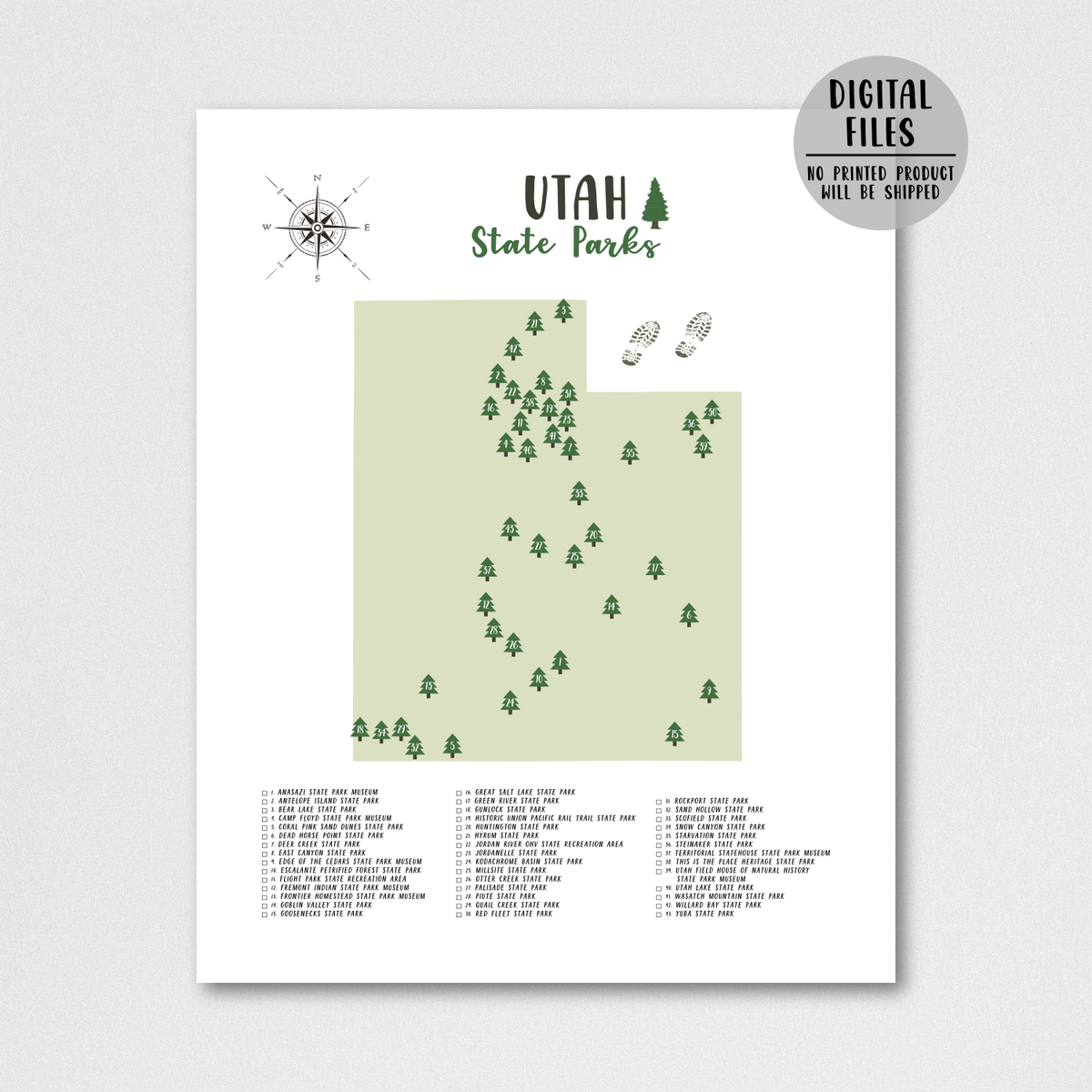 Utah State Parks Map | Utah Map Print | Gift For Traveler | Hiker Gift ...